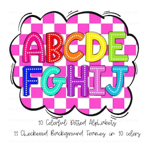 Dotted Doodle Alphabet PNG Sublimation Alpha Design Checkered Letter ...