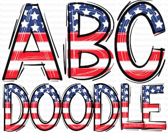 Patriotic Sublimation Design American Flag Alphabet PNG 4th - Etsy