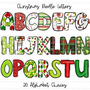 Christmas Doodle PNG Bundle, Holiday Letters, Christmas Patterns, Clip ...