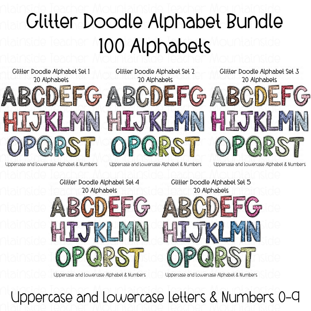 Glitter Doodle Alpha Bundle PNG Sublimation Alpha Set Design PNG ...