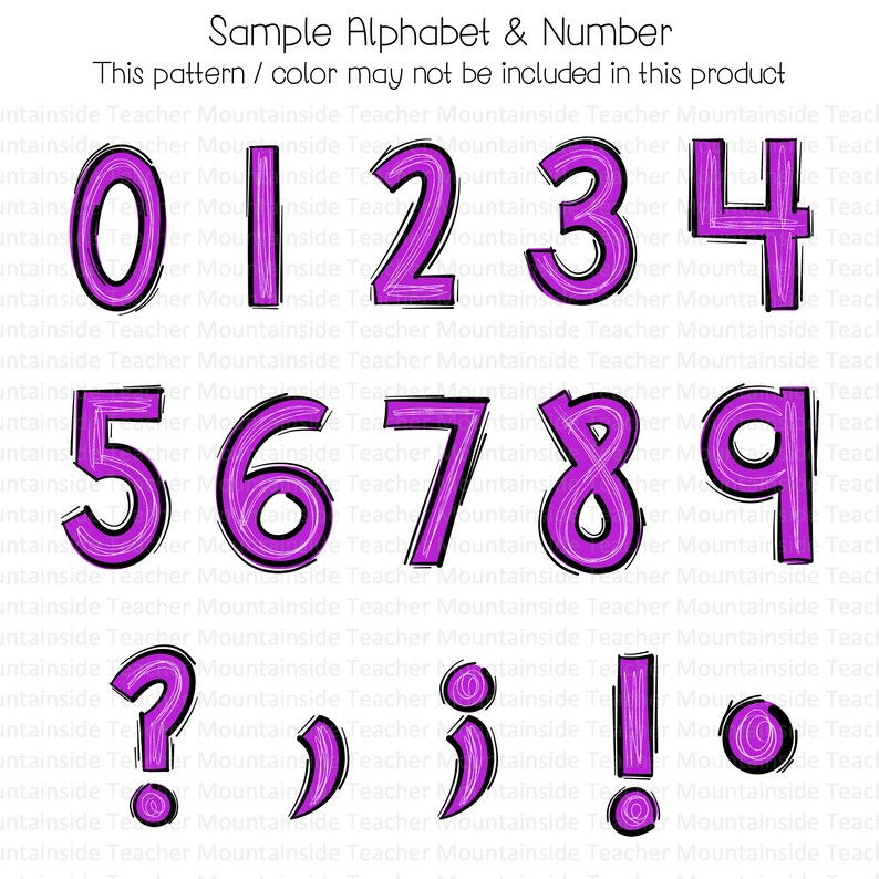 Scribble Letters, Shades of Purple Alphabet, PNG Bundle, Doodle ...