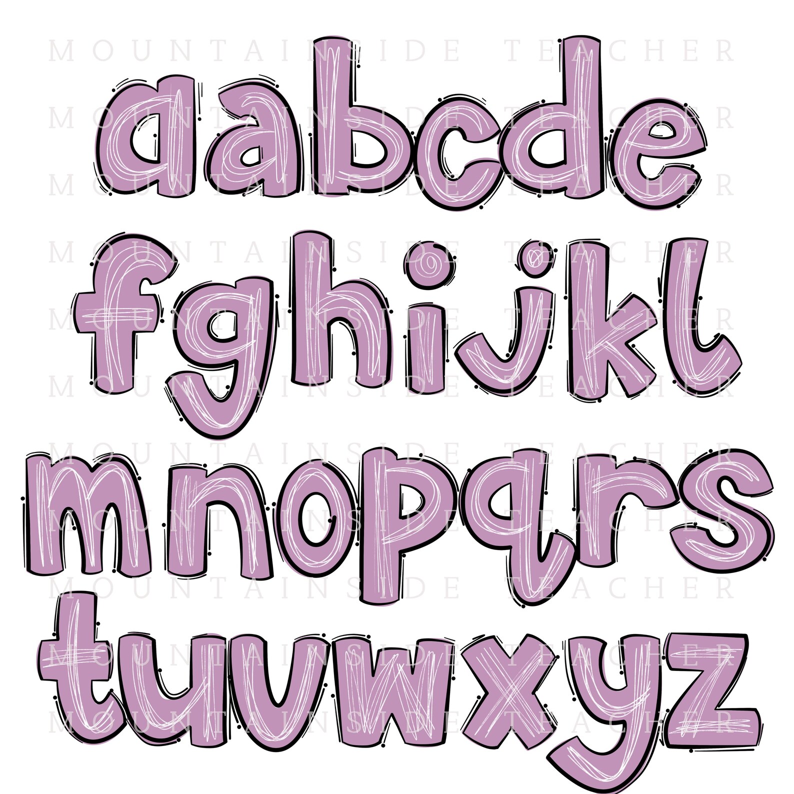 Scribble Letters, Pastel Doodle Alphabet, PNG Bundle, Doodle ...