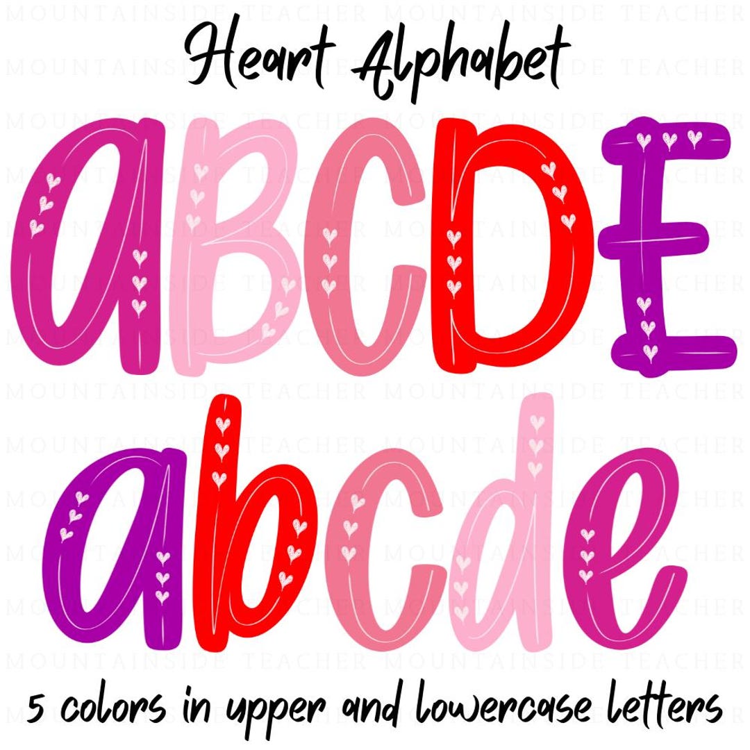 Valentine Doodle Alphabet: Doodle Digital PNG Bundle (digital Download ...