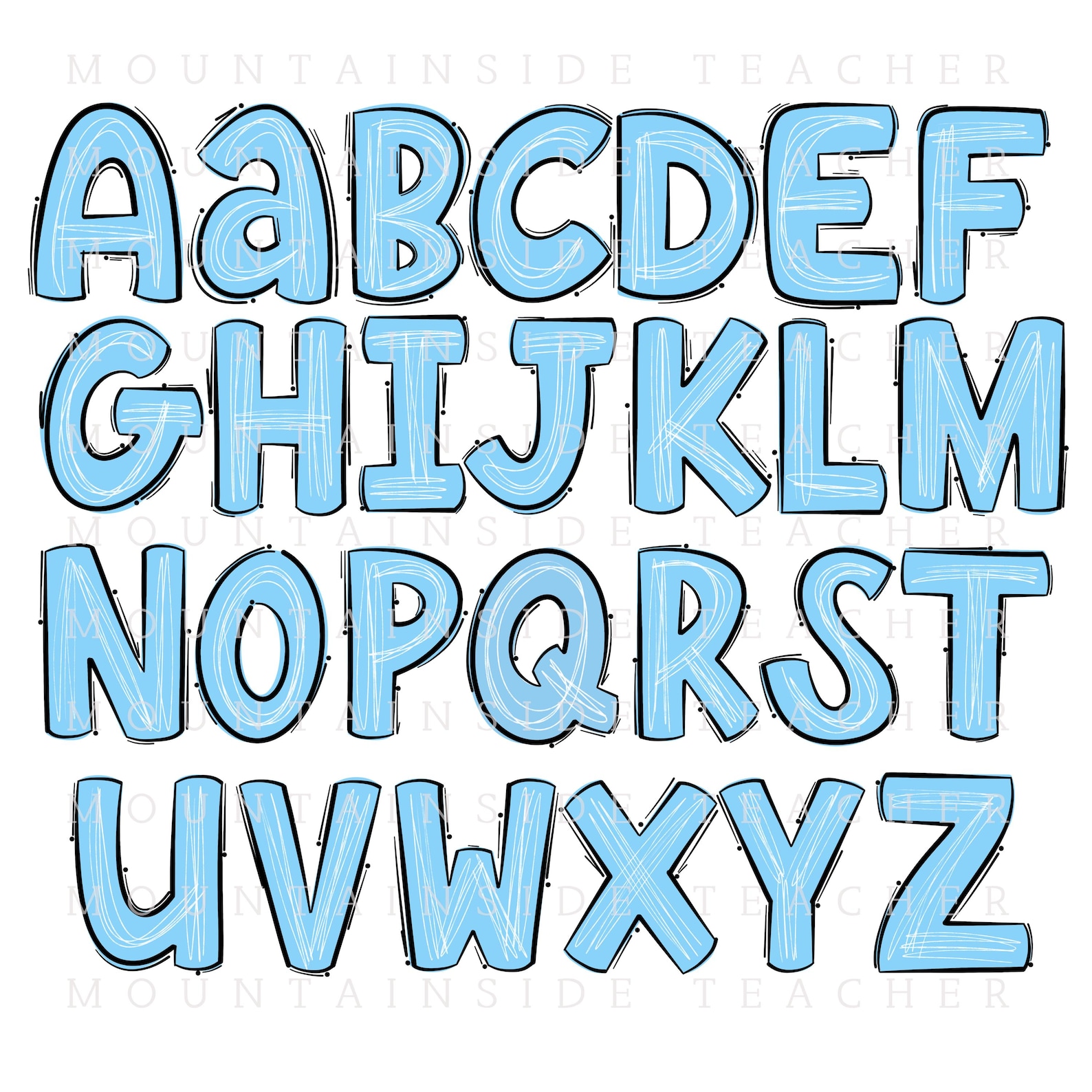 Scribble Letters, Pastel Doodle Alphabet, PNG Bundle, Doodle ...