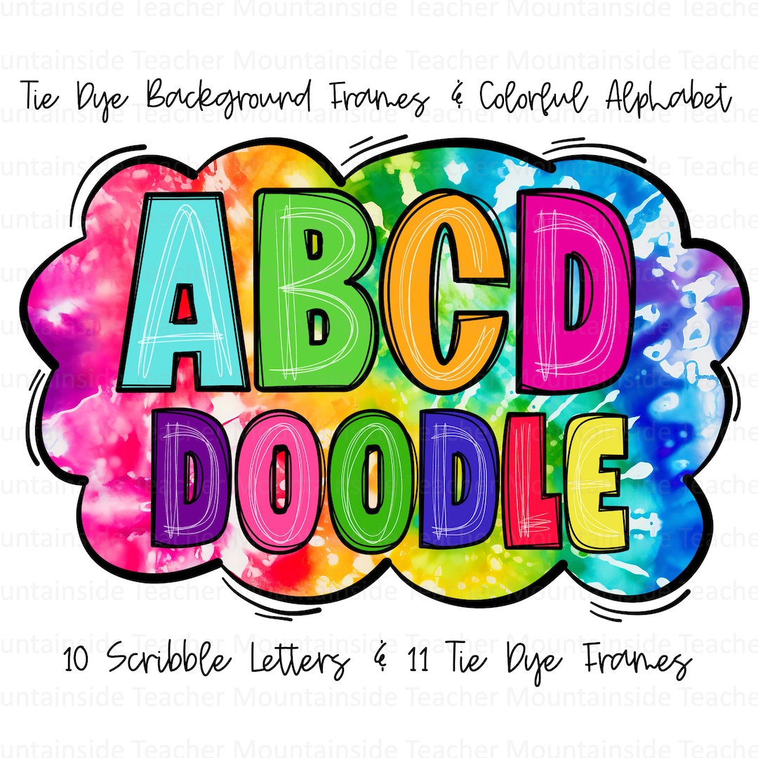 Scribble Doodle Alphabet PNG Sublimation Alpha Design Tie Dye Letter ...