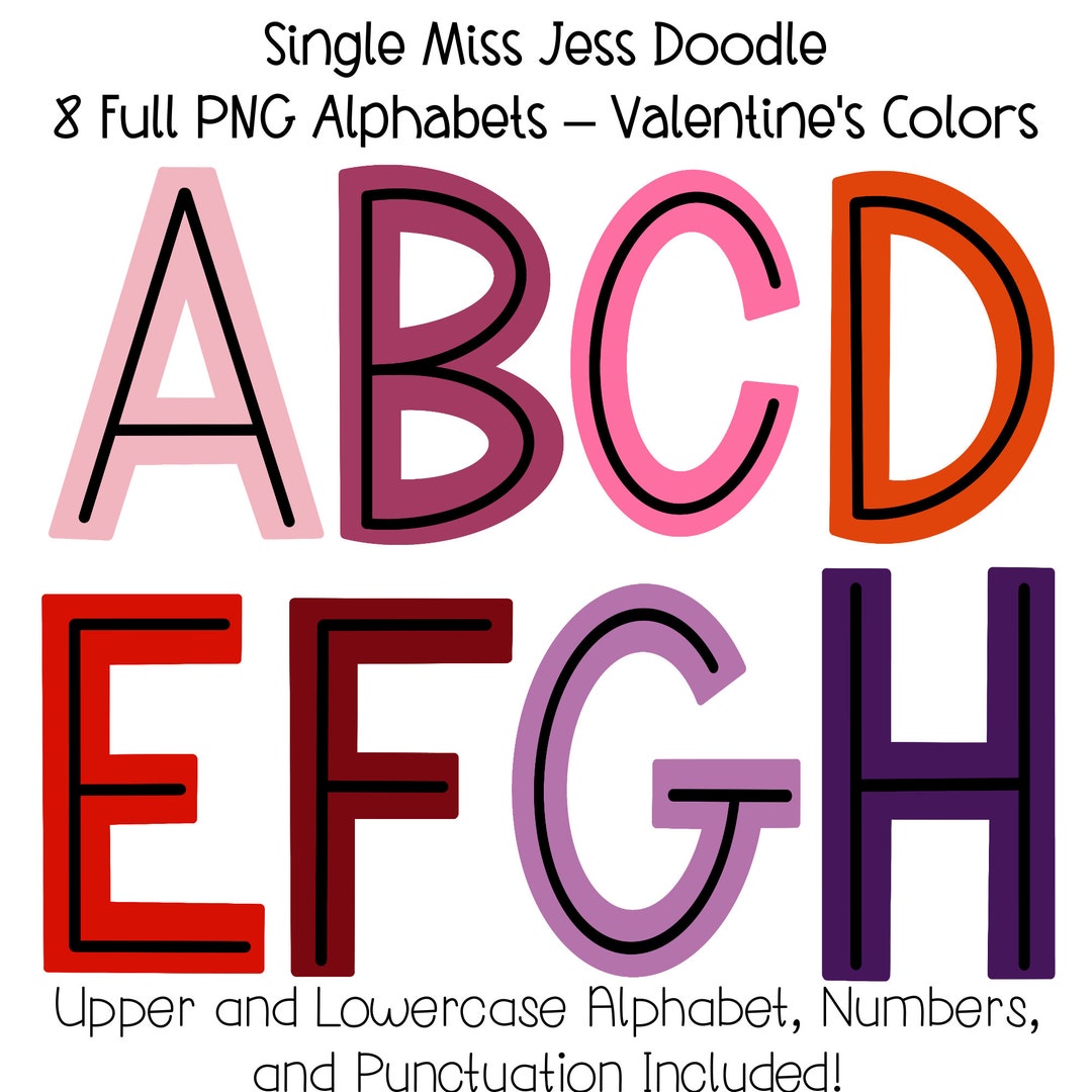 Block Letters, Doodle Alphabet, PNG Bundle, Doodle Sublimation, Alpha ...