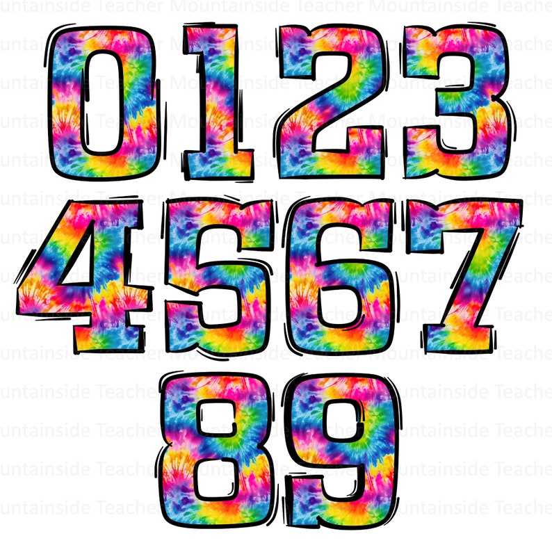 Colorful Tie Dye Varsity Doodle Letters, Hand Drawn Doodle Alpha Bundle ...