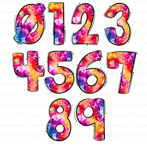 Tie Dye Doodle Font: PNG Alphabet & Numbers (digital Download) - Etsy