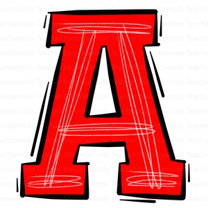 Varsity Letter Alphabet, Rainbow Colors PNG, Doodle Letters, Hand Drawn ...