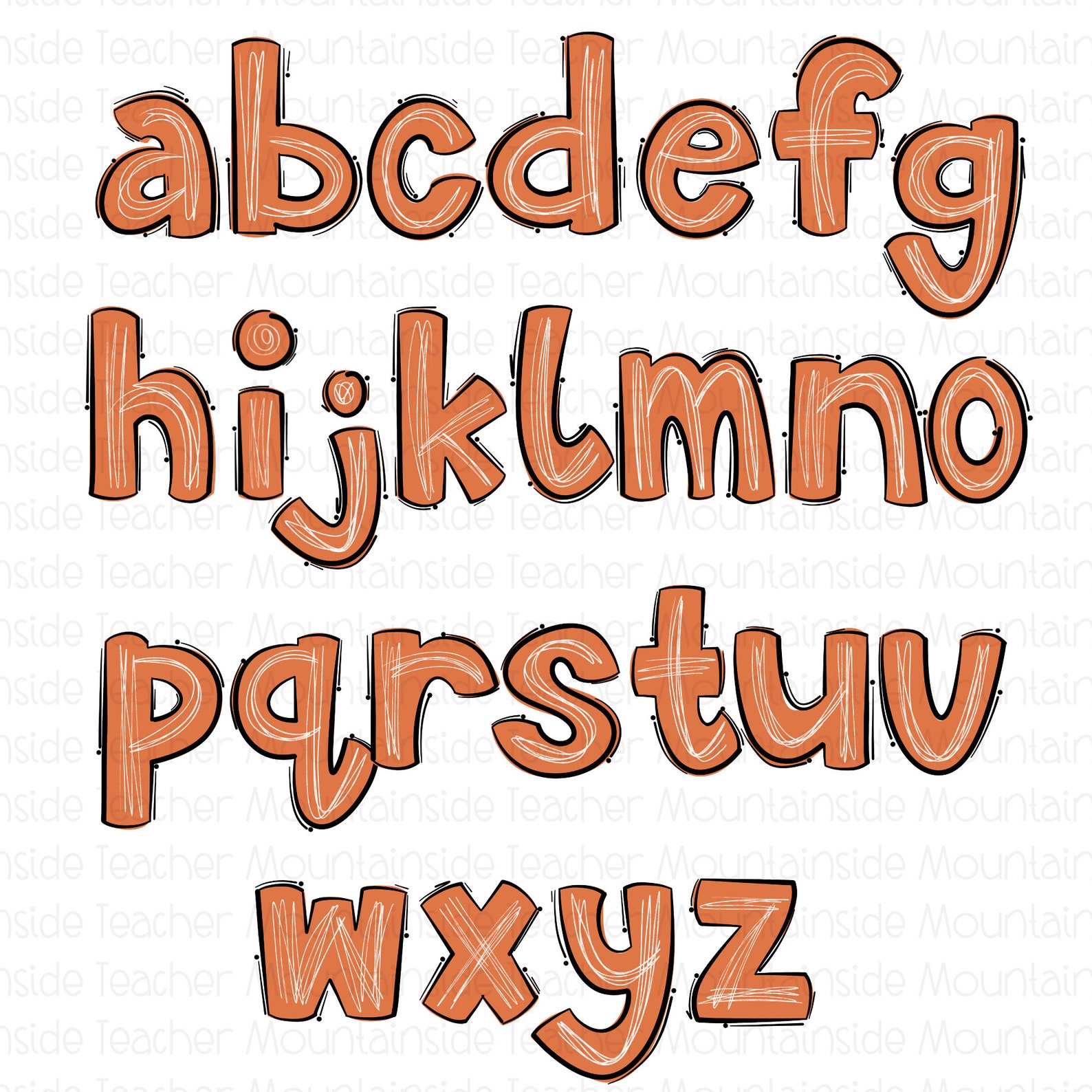 Scribble Letters, Boho Doodle Alphabet, PNG Bundle, Doodle Sublimation ...