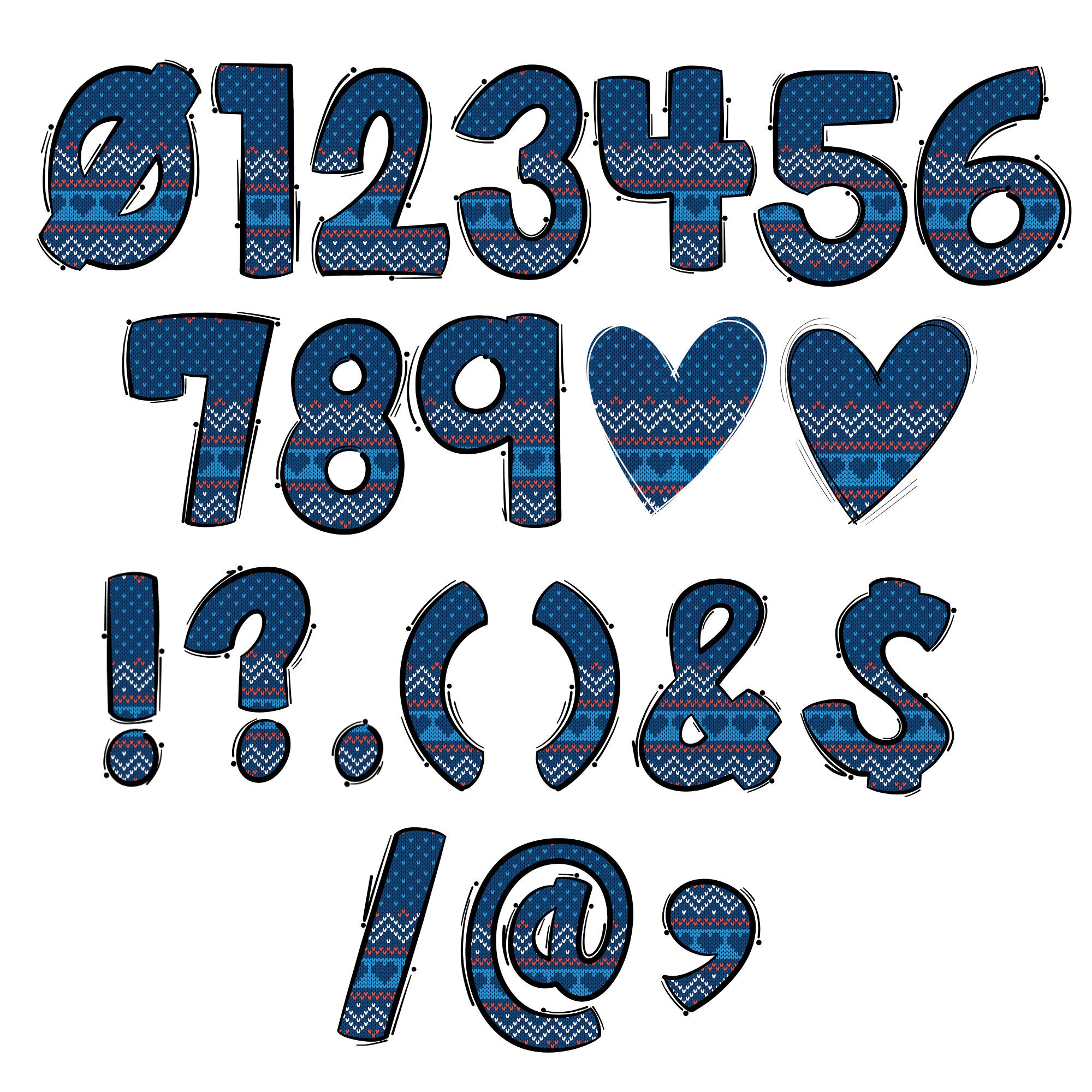 Christmas Doodle Letters, Ugly Sweater Doodle Alphabet, PNG ...