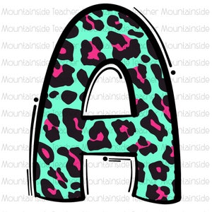 Leopard Doodle Alphabet PNG Bundle: Sublimation Alpha Set (digital ...