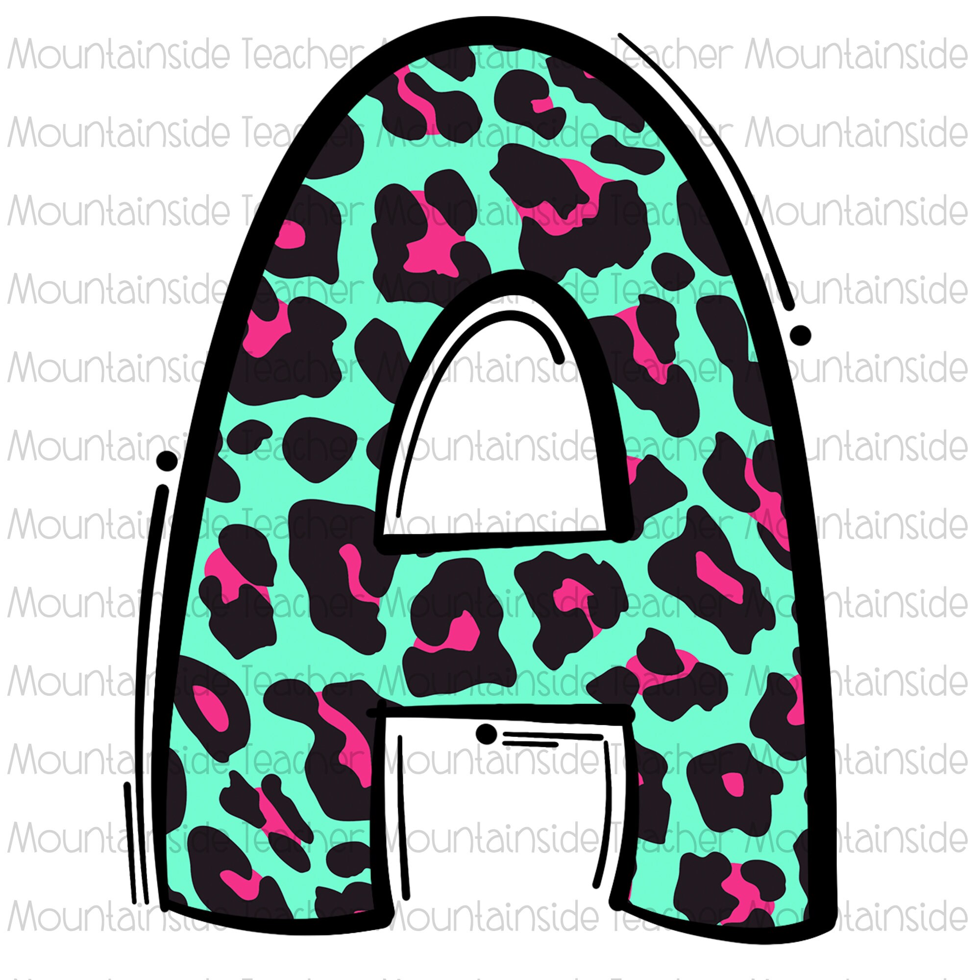Leopard Doodle Alphabet PNG Bundle: Sublimation Alpha Set (digital ...