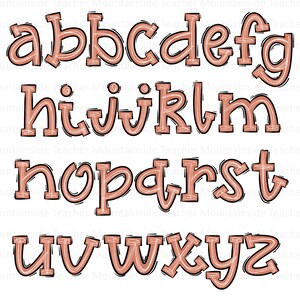 Boho Scribble Doodle Alphabet PNG Sublimation Alpha Design Uppercase ...