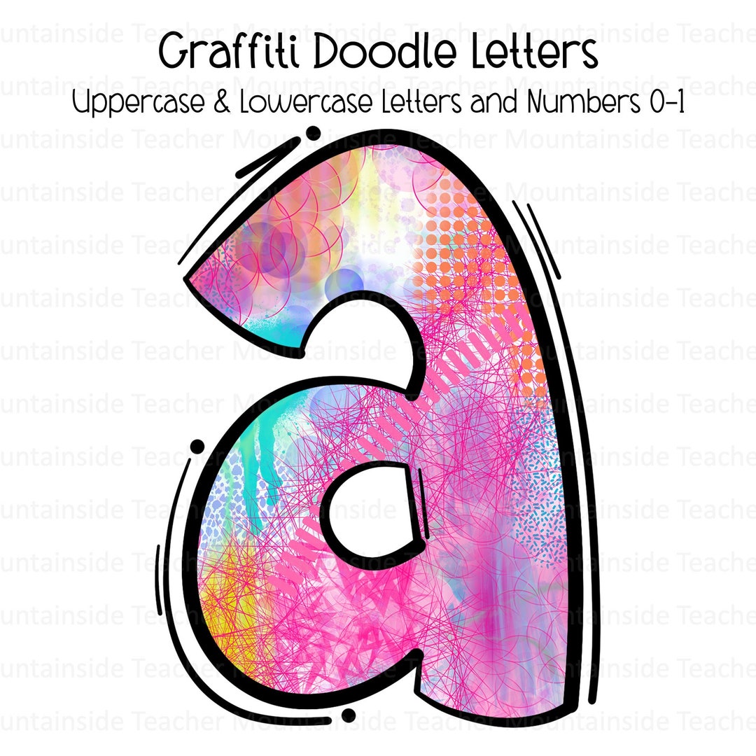 Doodle Letters, Graffiti Doodle Alphabet, PNG Bundle, Pink Alpha ...