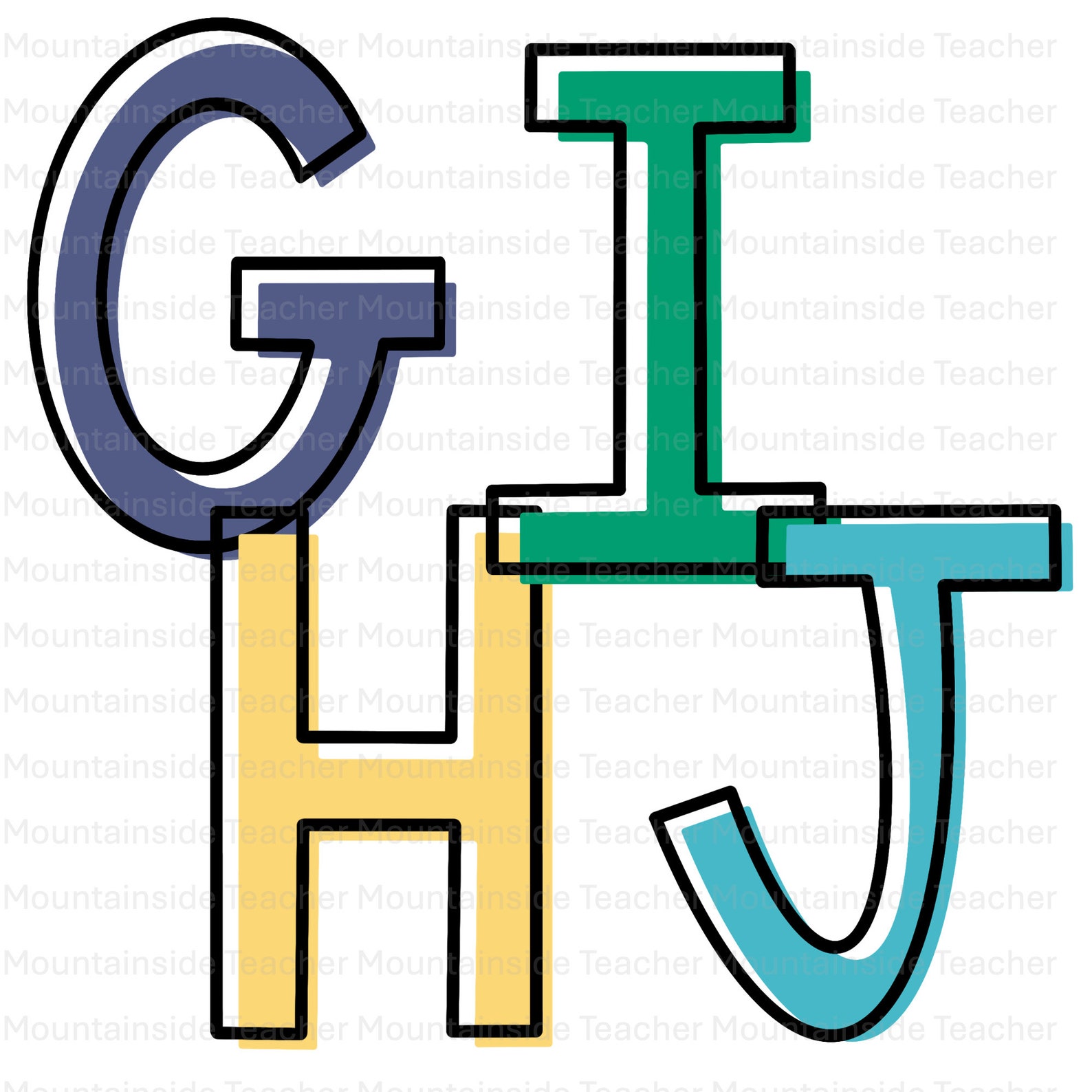 Block Doodle Letters, Colorful Doodle Alphabet, Sublimation Set, PNG ...