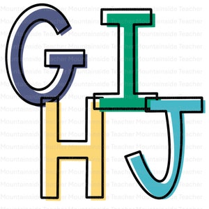 Block Doodle Letters, Colorful Doodle Alphabet, Sublimation Set, PNG ...