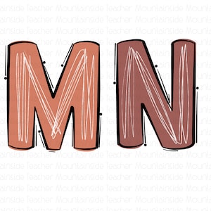 Scribble Letters, Boho Doodle Alphabet, PNG Bundle, Doodle Sublimation ...