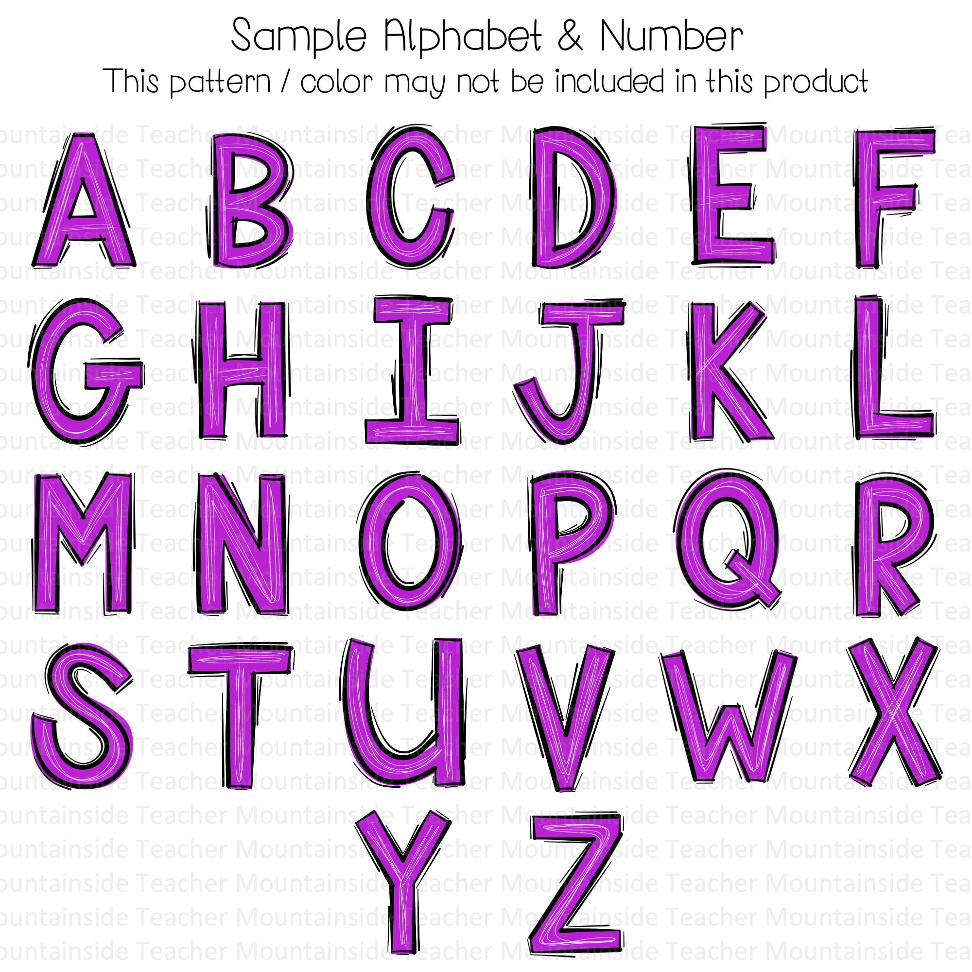 Scribble Letters, Shades of Yellow Alphabet, PNG Bundle, Doodle ...