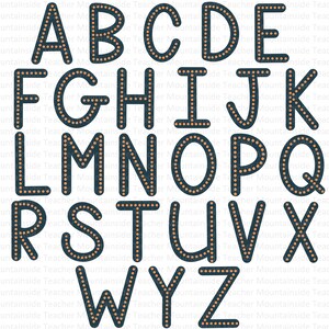 Dotted Bubble Doodle Letters Alphabet PNG Bundle Doodle Sublimation ...