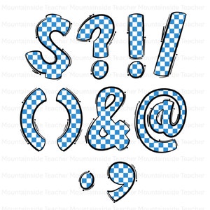 Checkered Doodle Alphabet: Bright PNG Letters (digital Download) - Etsy