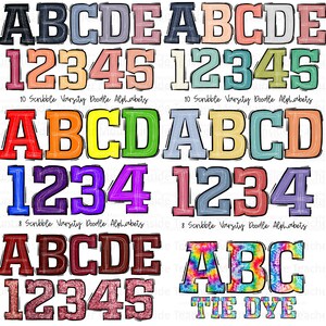 Varsity Scribble Bundle, Doodle Bundle, Varsity Letters, PNG Bundle ...
