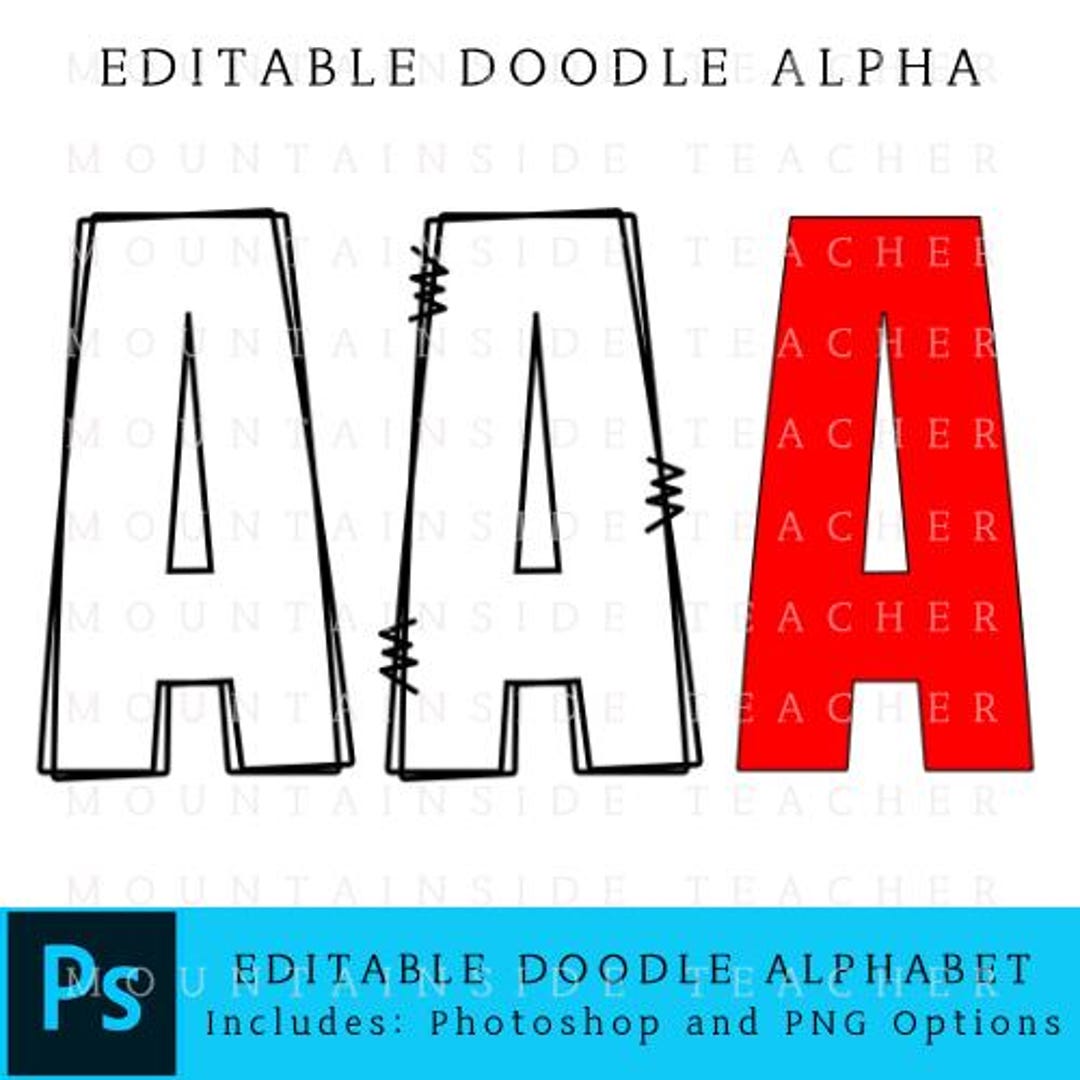 Editable Doodle Alphabet: PNG & Photoshop Letters (digital Download) - Etsy