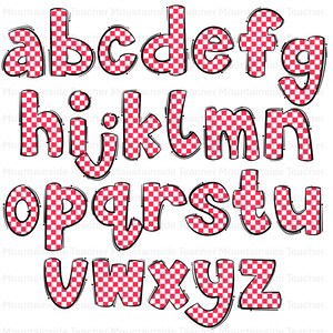 Checkered Doodle Alphabet: Bright PNG Letters (digital Download) - Etsy