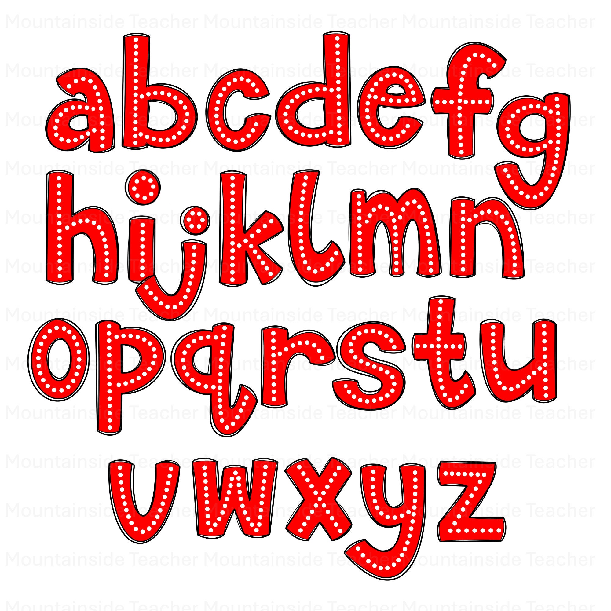 Dotted Letters, Bright Doodle Alphabet, PNG Bundle, Doodle Sublimation ...