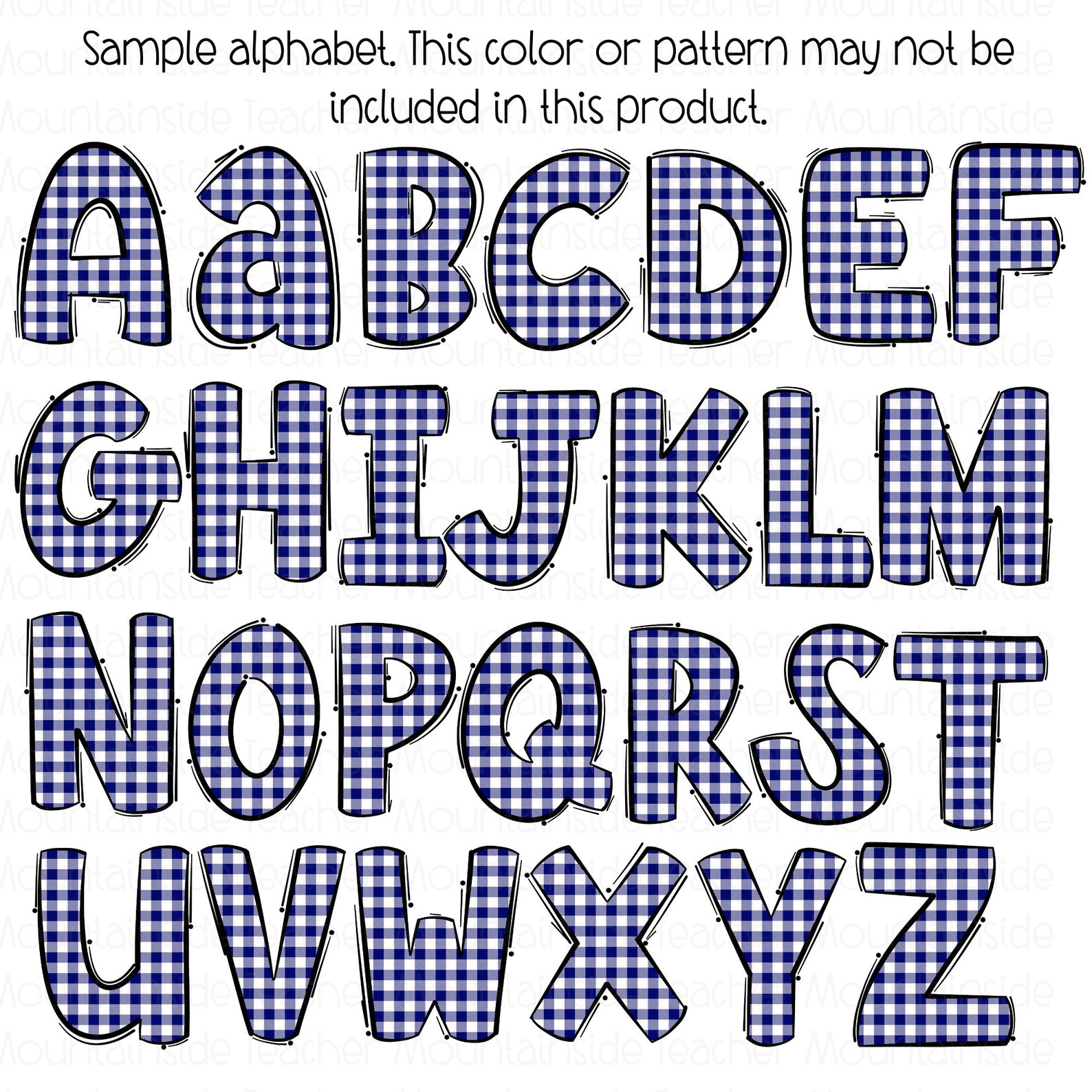 Plaid Letters, Doodle Alphabet, PNG, Sublimation, Alpha Set, Clipart ...