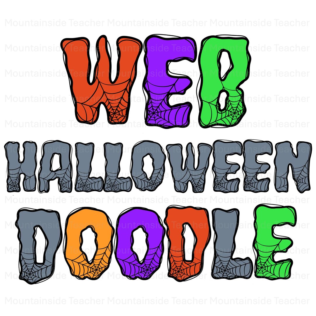 Halloween Web Doodle Letters, Hand Drawn Alpha Bundle Uppercase Doodle ...