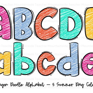 Crayon Doodle Alphabet PNG Bundle: Summer Colors (digital Download) - Etsy