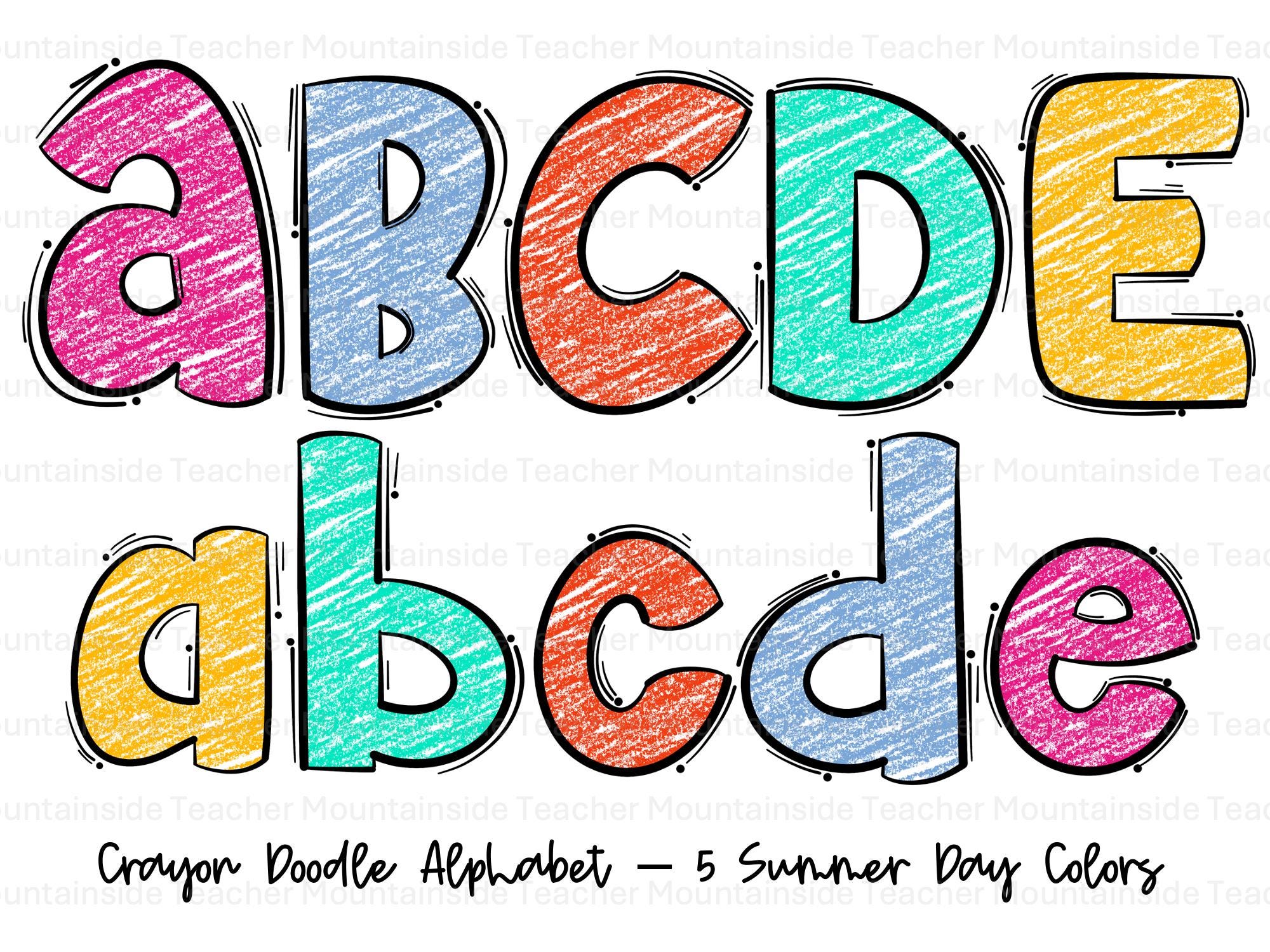 Crayon Doodle Alphabet PNG Bundle: Summer Colors (digital Download) - Etsy