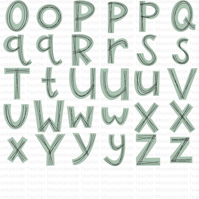 Block Letters Scribble Boho Doodle Alphabet PNG Bundle Doodle - Etsy
