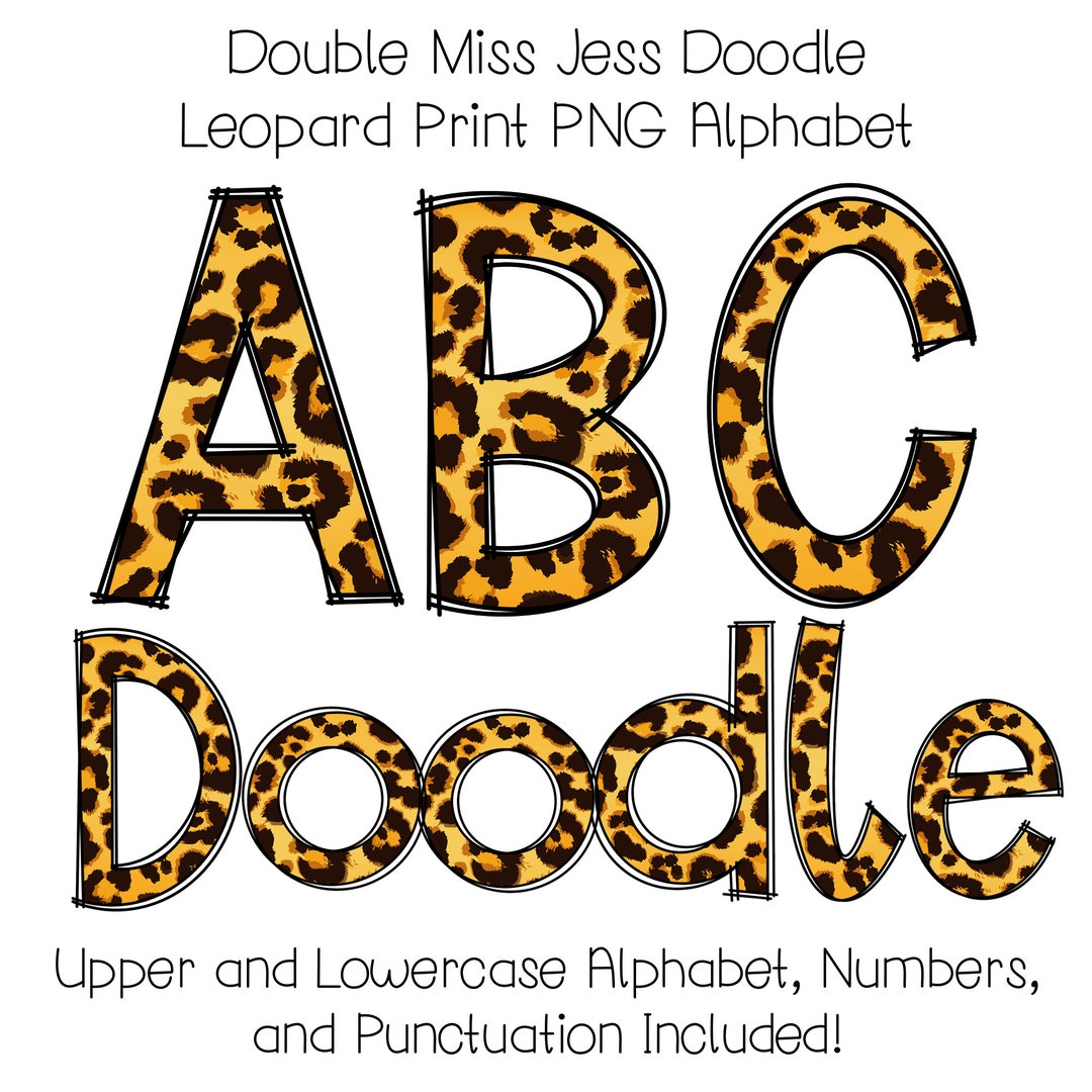 Leopard Print Solid Outline Doodle Alphabet PNG Letters Doodle ...
