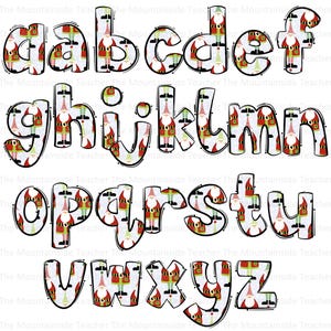 Christmas Doodle PNG Bundle, Holiday Letters, Christmas Patterns, Clip ...