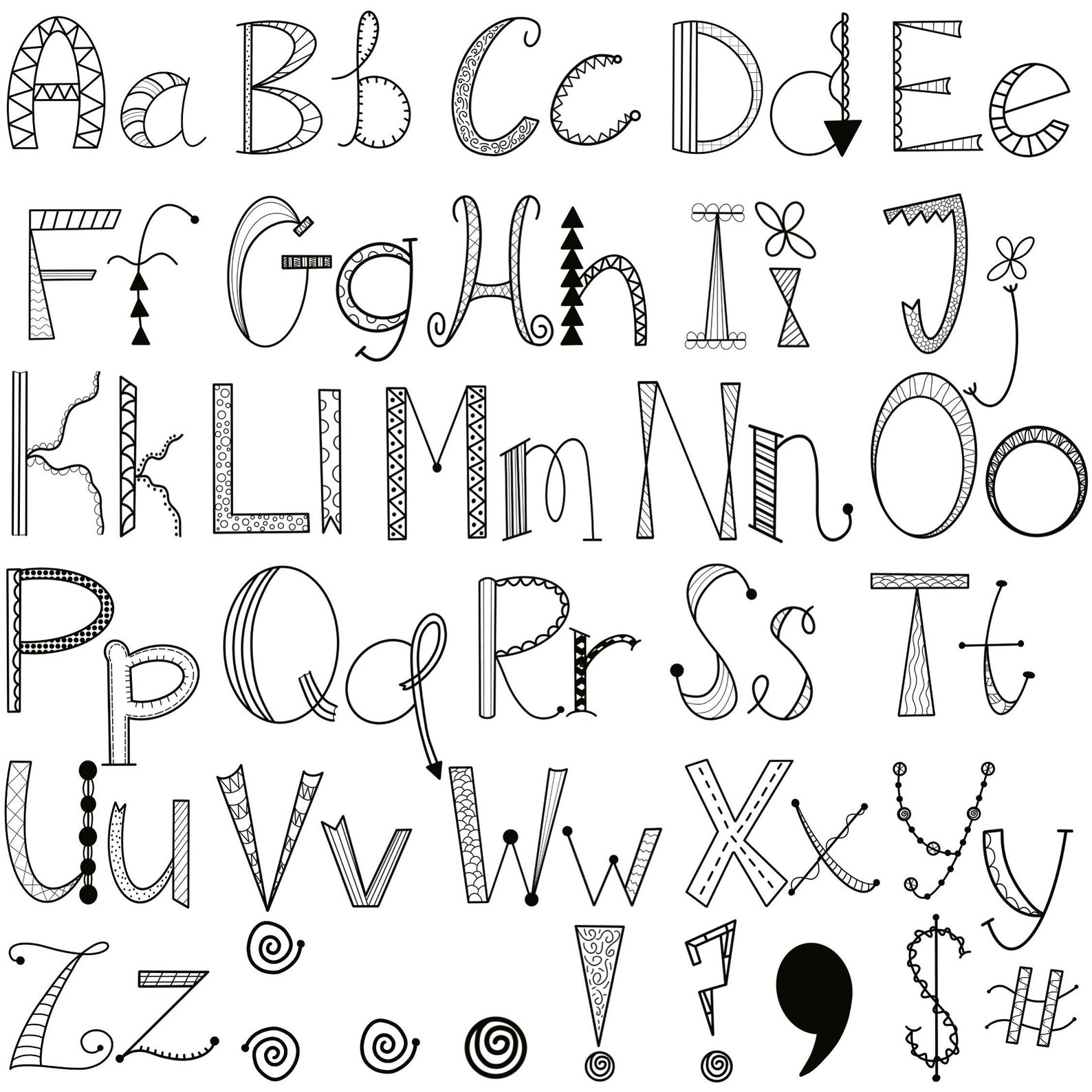 Doodle Alphabet Font Clipart | PNG and TTF Format - Etsy