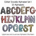 Glitter Doodle Alphabet PNG Doodle Sublimation Alpha Set Design PNG ...