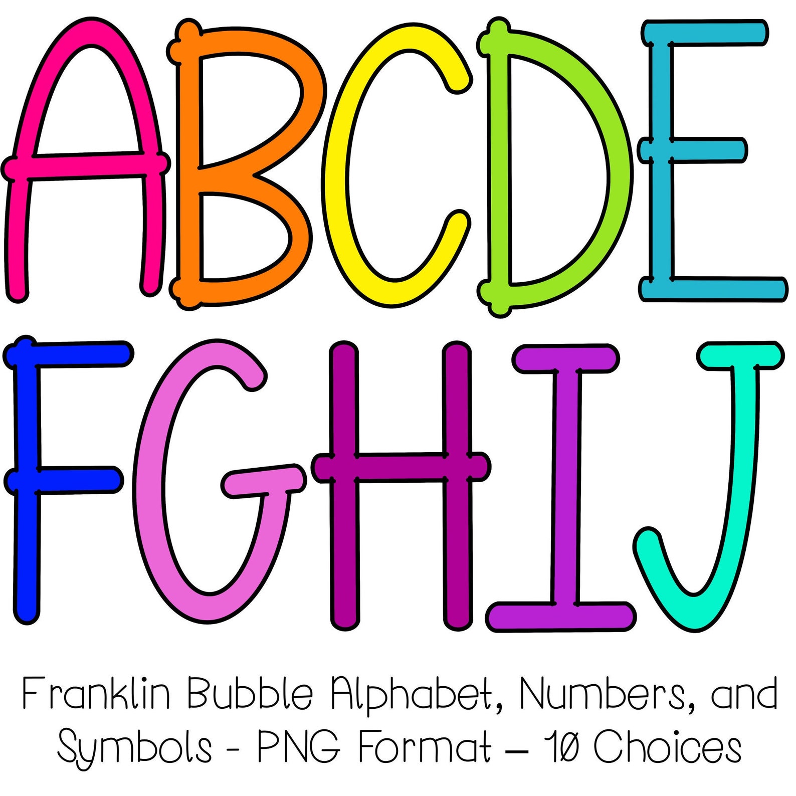 Bright Neon Bubble Doodle Letters Alphabet PNG Bundle Doodle - Etsy