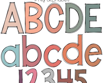 Off-centered Doodle Letters PNG Bundle Doodle Sublimation Alpha Set ...