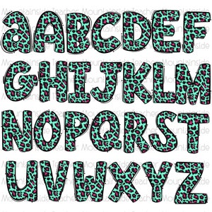 Leopard Doodle Alphabet PNG Bundle: Sublimation Alpha Set (digital ...