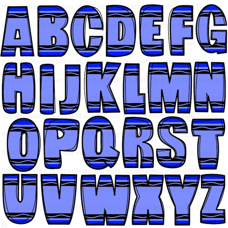 Crayon Doodle Alphabet PNG: Back to School Letters & Numbers (digital ...