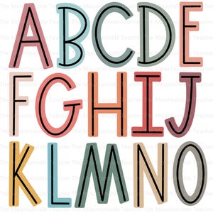 Boho Doodle Alphabet: PNG Clipart, Alpha Set (digital Download) With ...