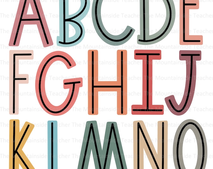 Boho Doodle Alphabet Letters PNG Bundle: Earthy Handwritten Font ...