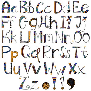 Doodle Alphabet Font Clipart | PNG and TTF Format - Etsy
