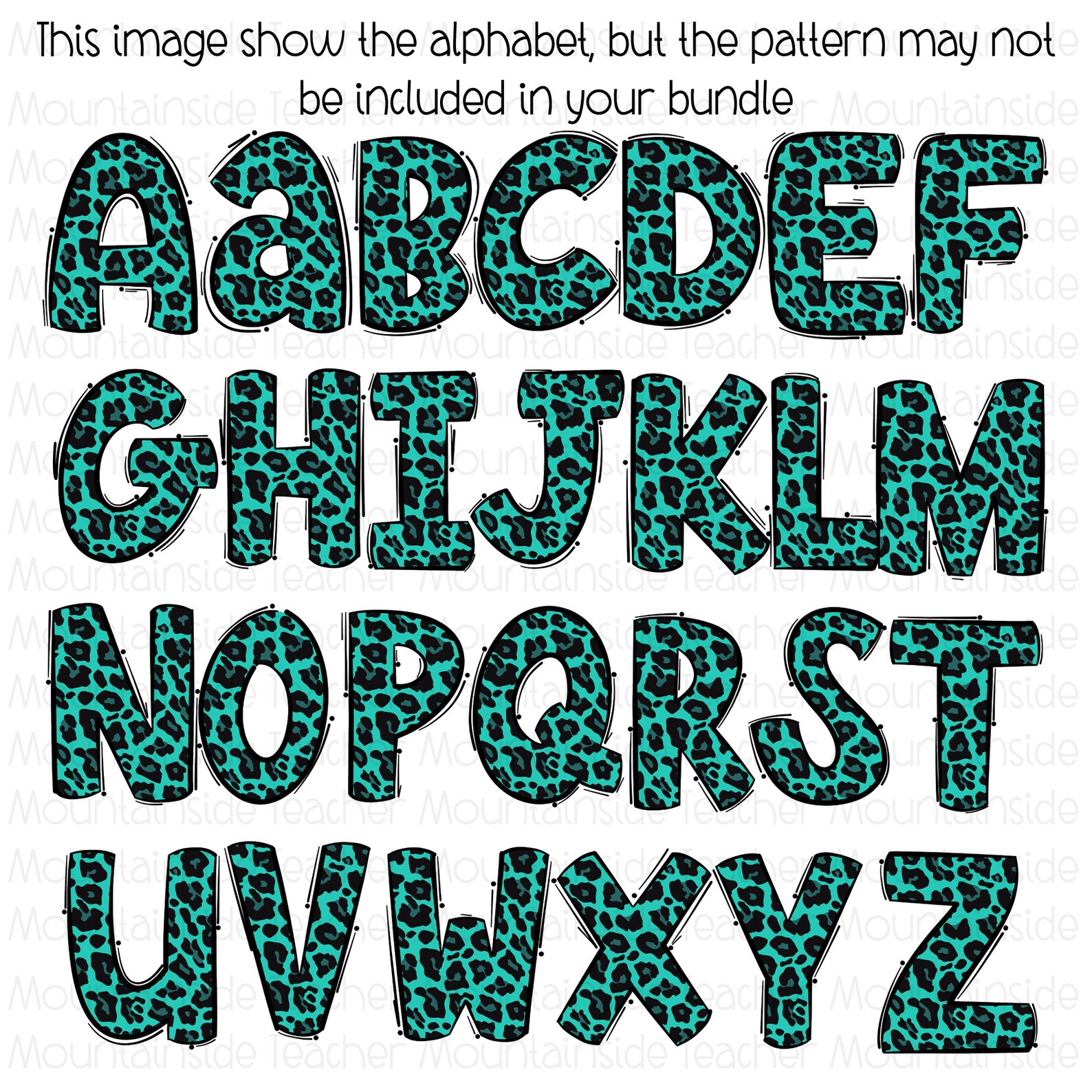 Animal Print Doodle Alphabet PNG Bundle: Sublimation Alpha Set (digital ...