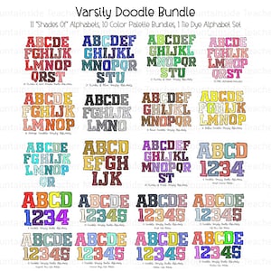 Varsity Scribble Bundle, Doodle Bundle, Varsity Letters, PNG Bundle ...