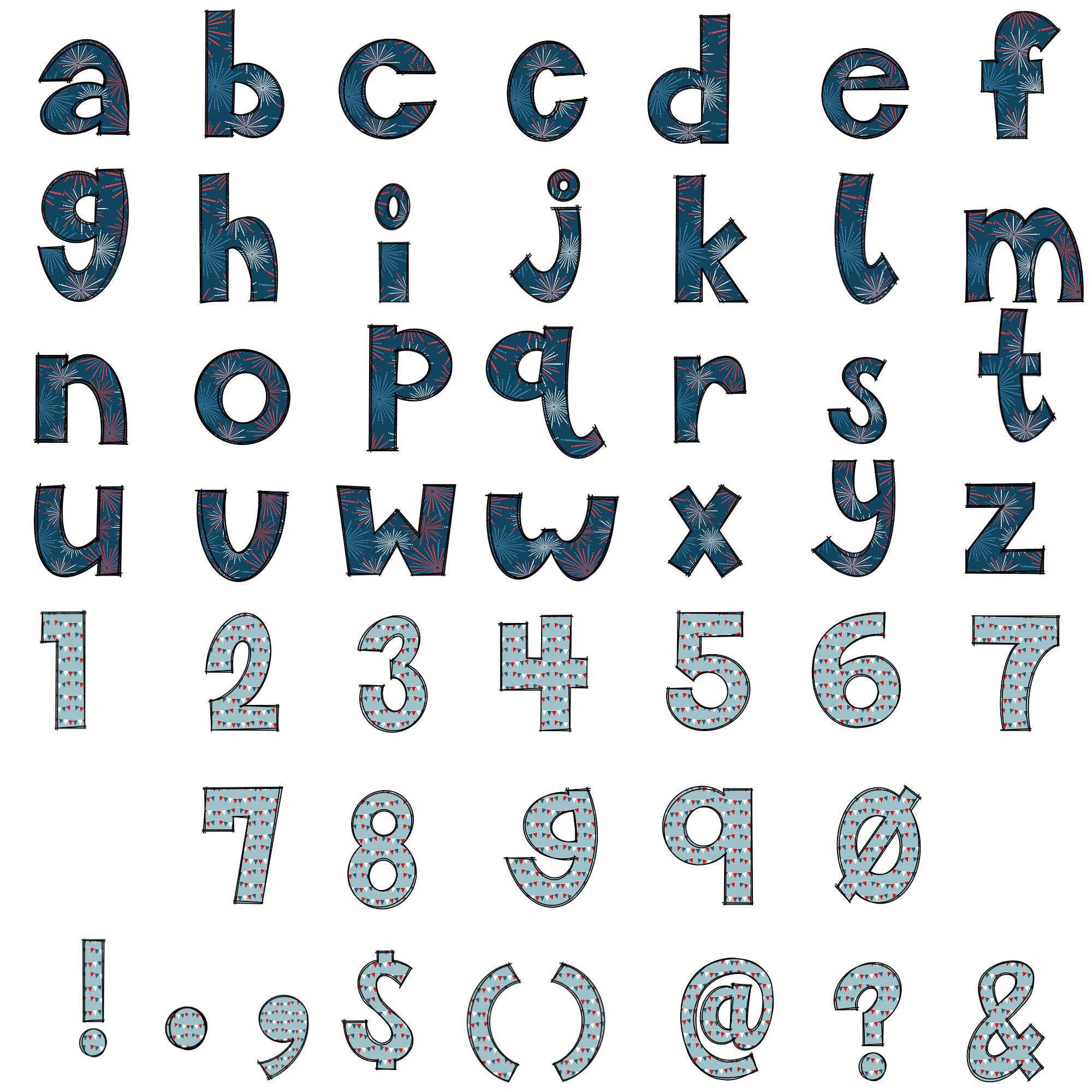 Doodle PNG Lowercase Letters Patriotic Doodle Alphabet - Etsy