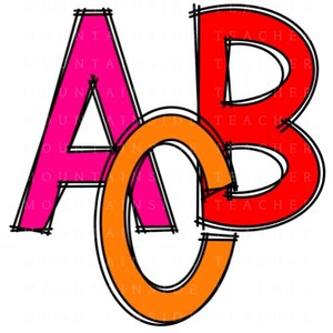 Doodle Alphabet PNG Bundle: Rainbow Neon Letters (digital Download) - Etsy