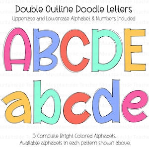 Bold Letters, Bright Colored Doodle Alphabet, Doodle Sublimation ...
